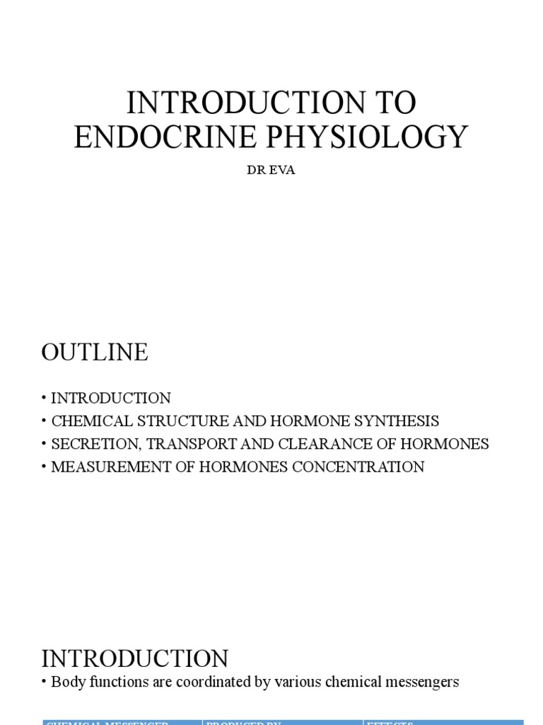 Introduction To Endocrine Physiology: DR Eva | PDF | Hormone ...