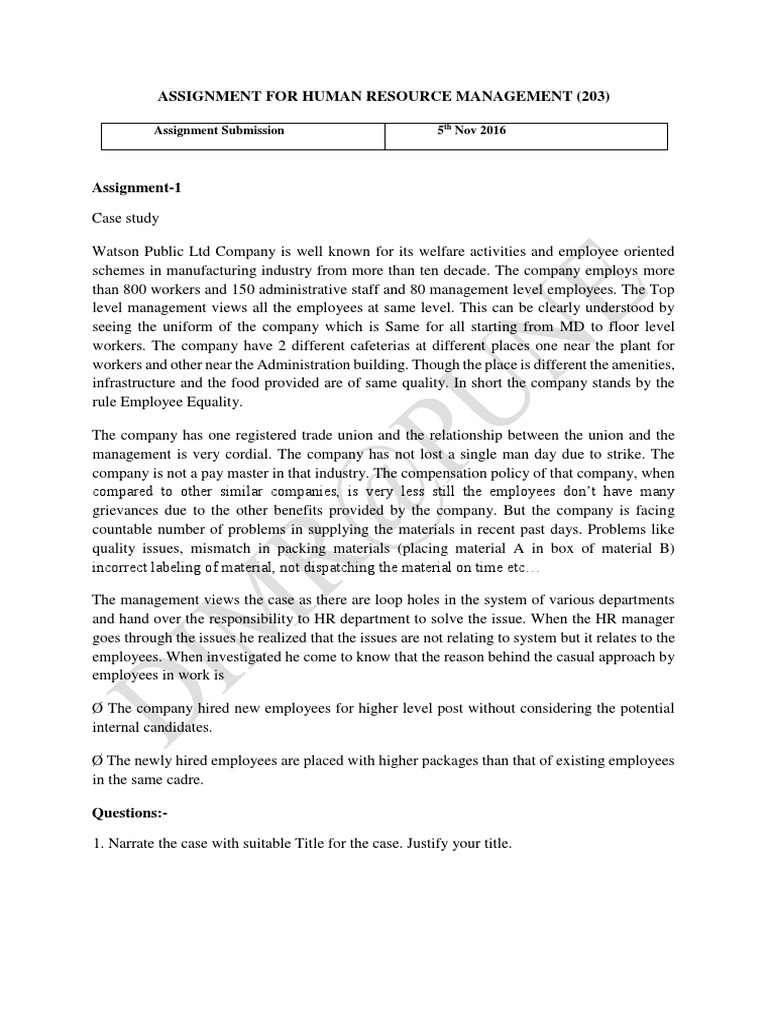 HRM Assignment | PDF | Adulthood | Employment