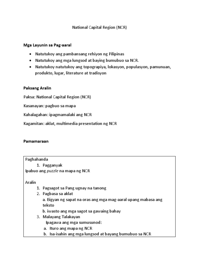 NCR LessonPlan | PDF