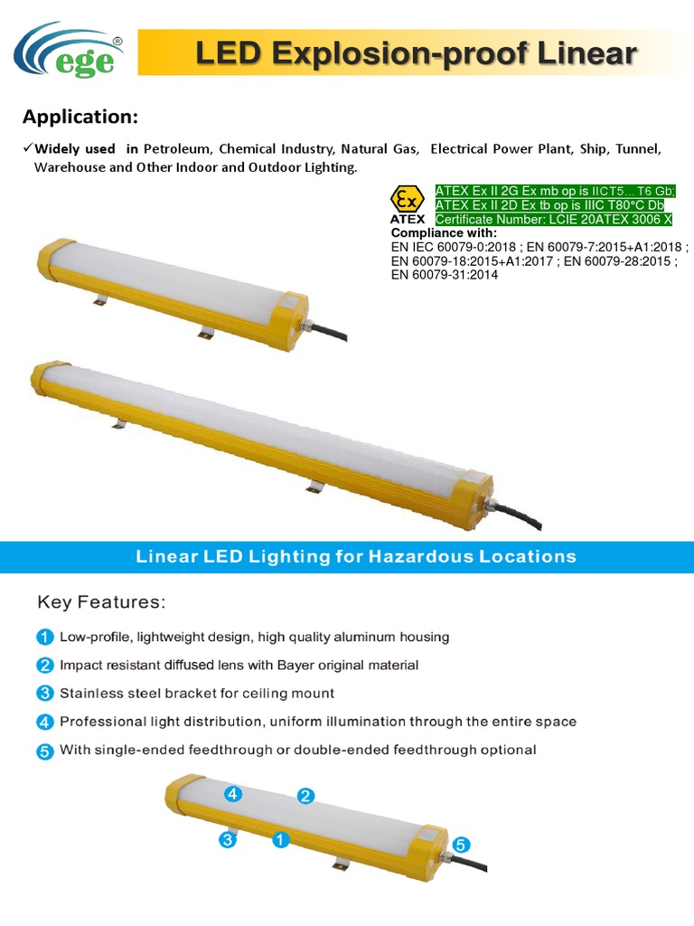 Explosion Proof Linear Lamp KLE1011 | PDF | Electrical Engineering | Light