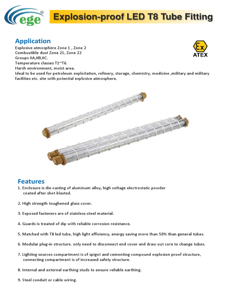 Explosion-Proof LED T8 Tube Fitting | PDF | Technology & Engineering