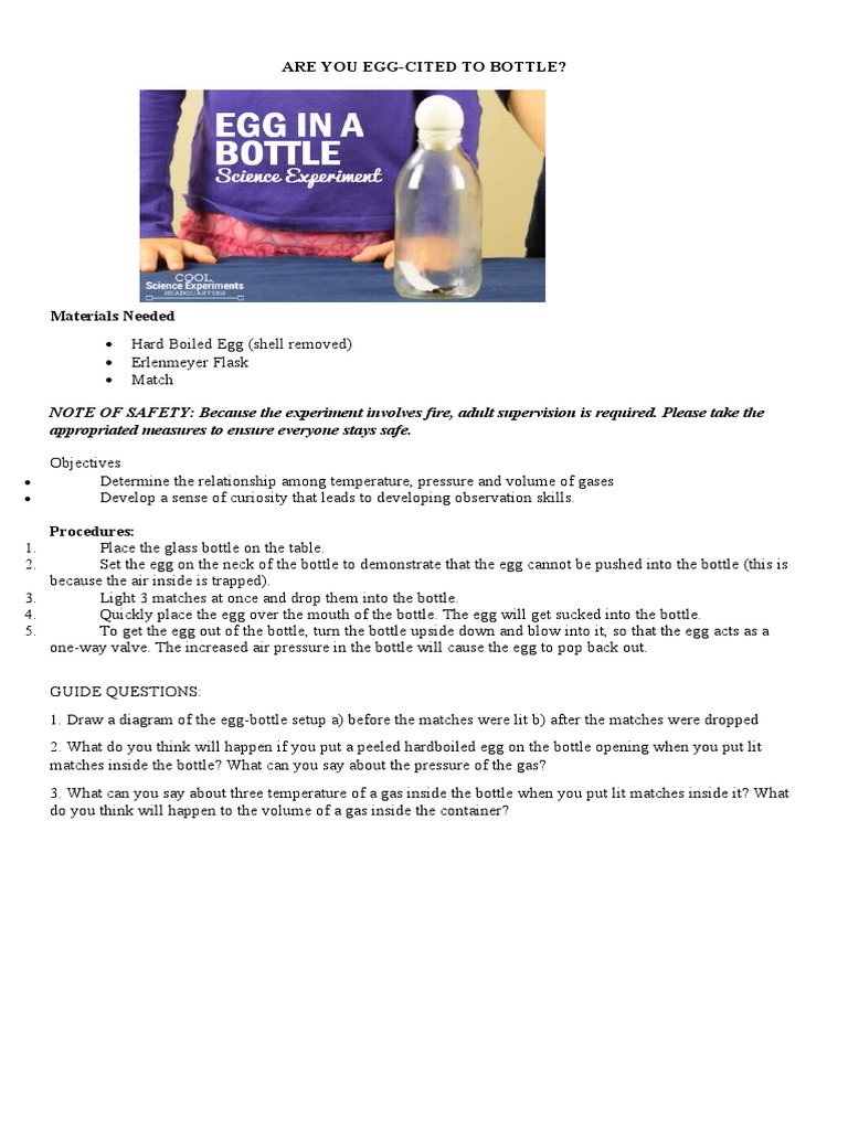 Egg-speriment: Exploring the Relationship Between Temperature, Pressure and Volume Through the ...