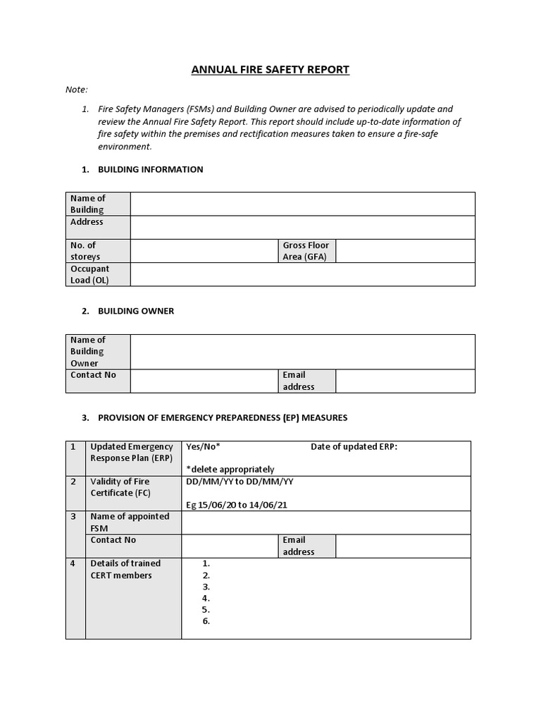 Annual Fire Safety Compliance Report | PDF | Fire Safety | Safety