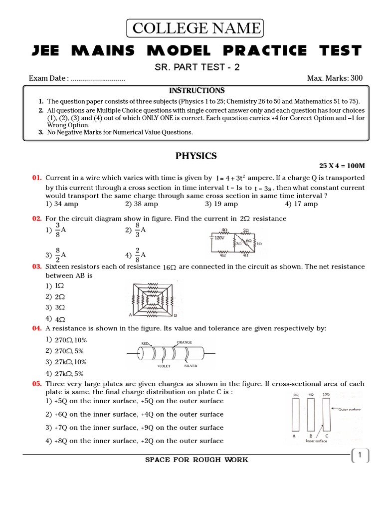 SR - Part Test-2 Q.paper | PDF | Capacitor | Circle