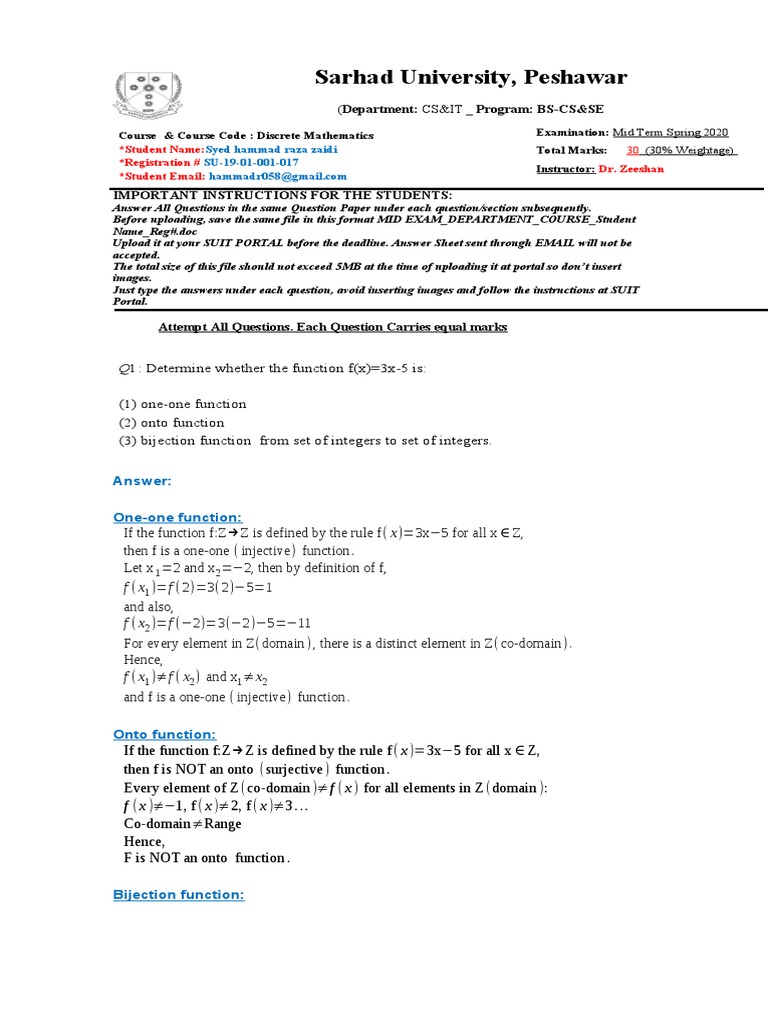 MID-EXAM - BSCS-B-DiscreteMaths - Syed Hammad Raza Zaidi - SU-19-01-001 ...