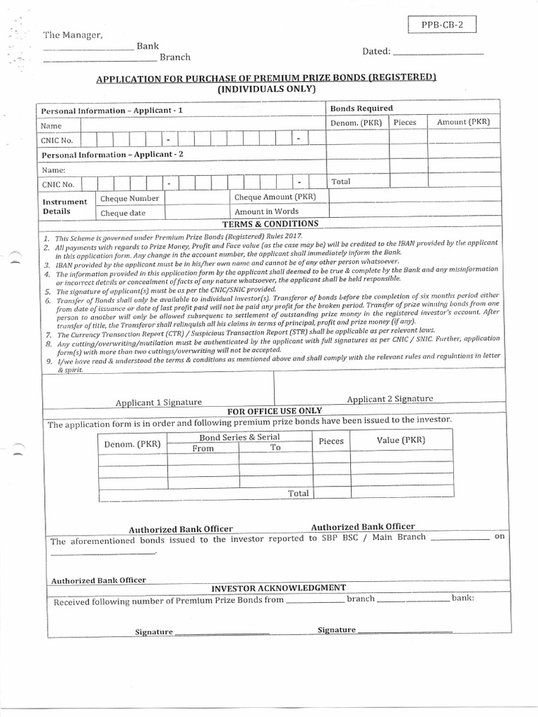 Application For Purchase PPB Individuaol | PDF | Money | Banking