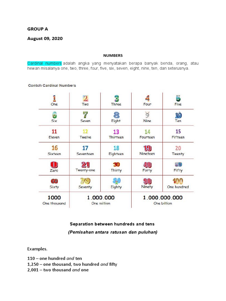GROUP A - Numbers | PDF