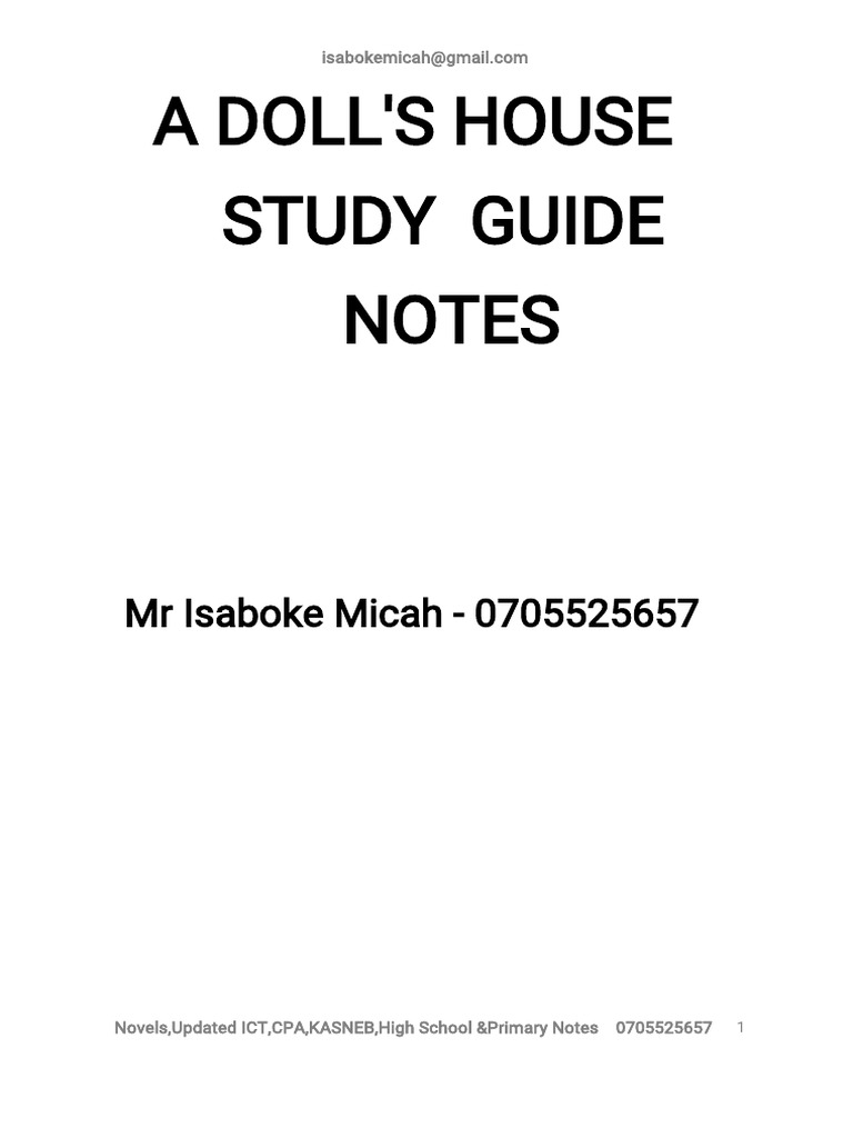 A Doll's House Study Guide Notes | PDF