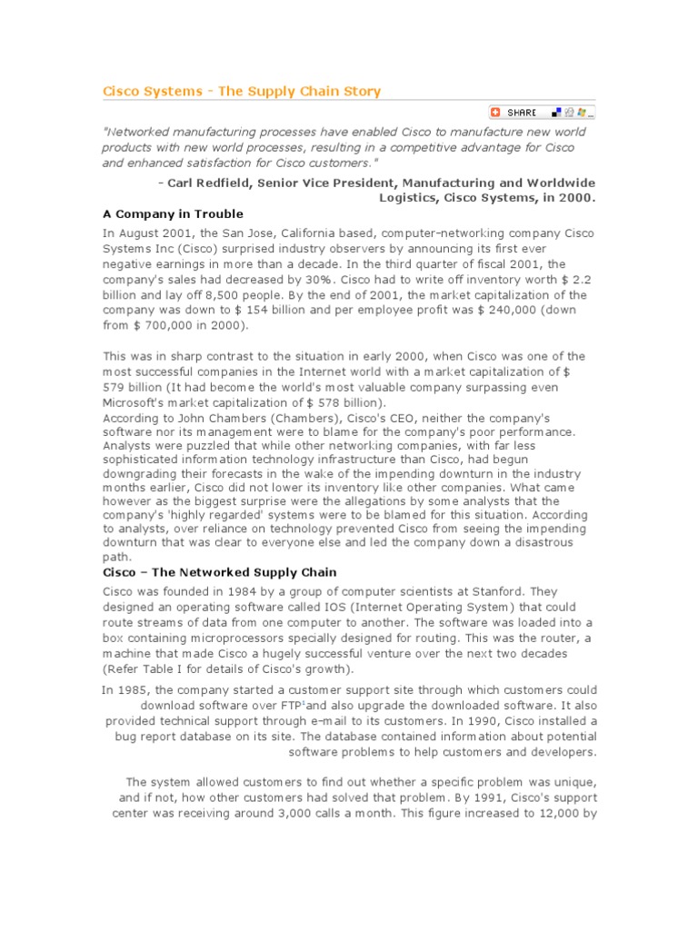 Cisco Systems-Case Study SCM | PDF