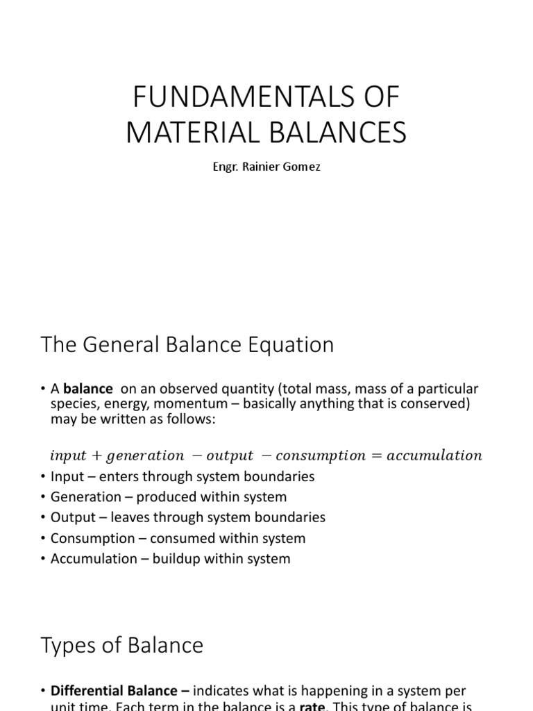 Material Balance Fundamentals | PDF | Fluid Dynamics | Distillation