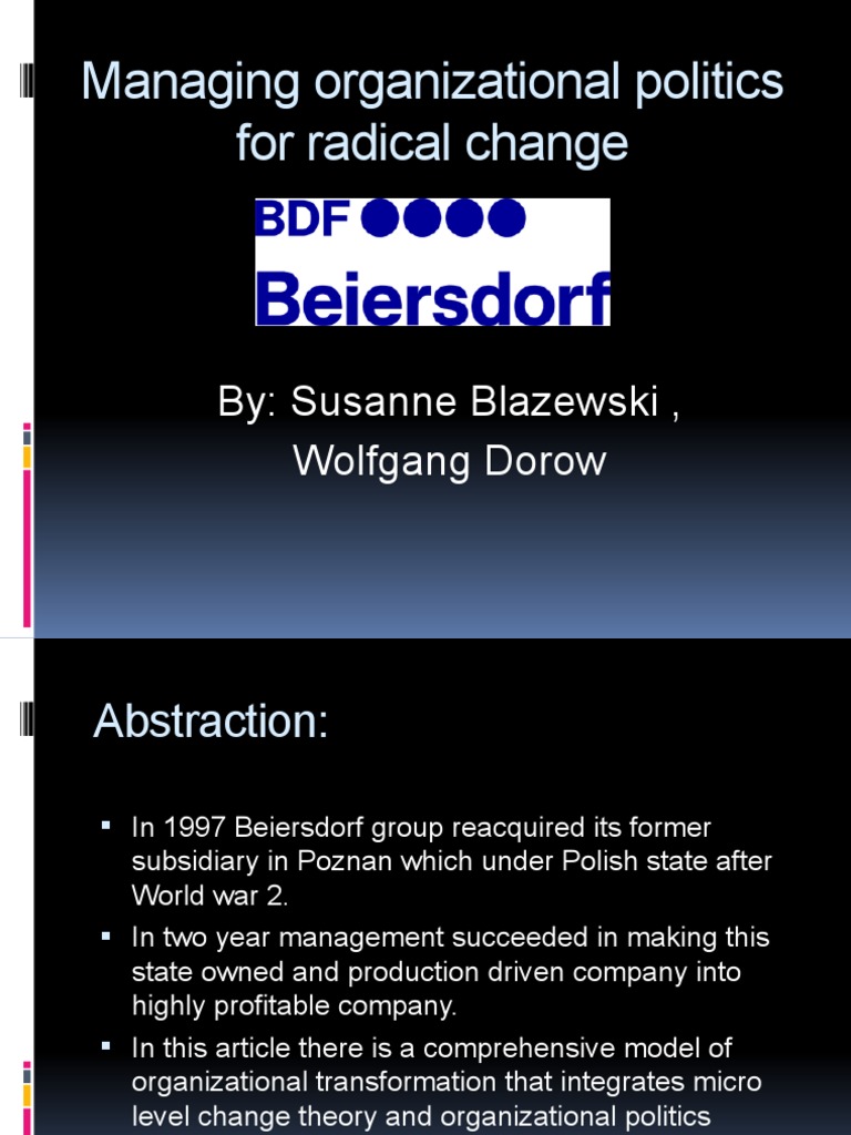 Managing Organizational Politics For Radical Change | PDF ...