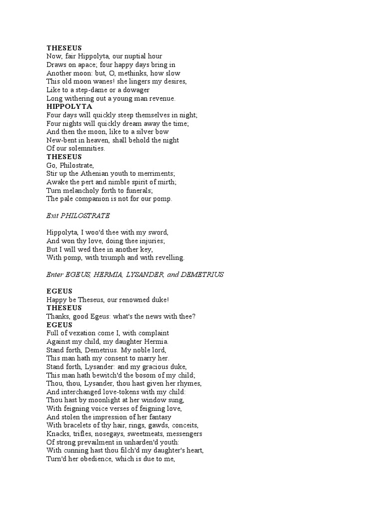 Amsnd Scene 1 | PDF | A Midsummer Night's Dream