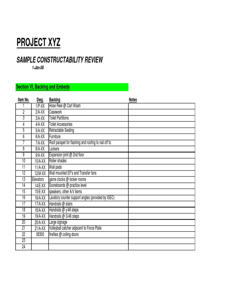 Project Xyz: Sample Constructability Review | PDF | Components ...