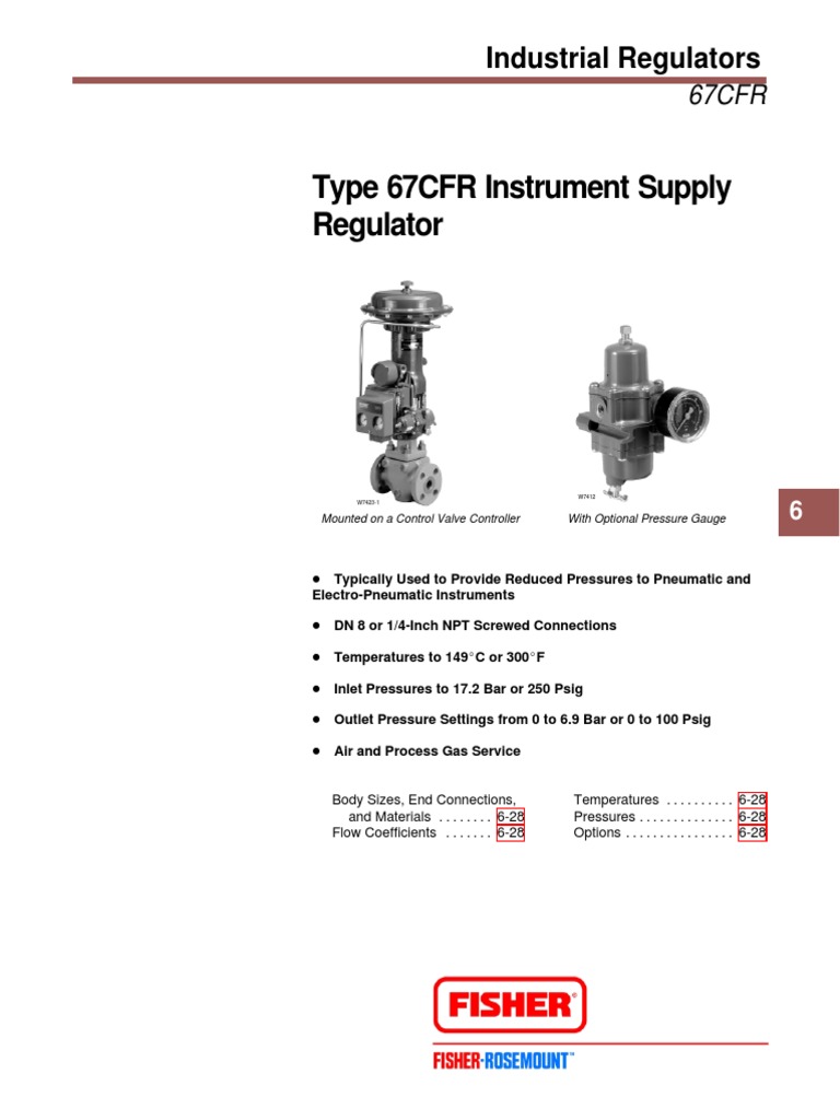 Type 67CFR Instrument Supply Regulator: Industrial Regulators ...