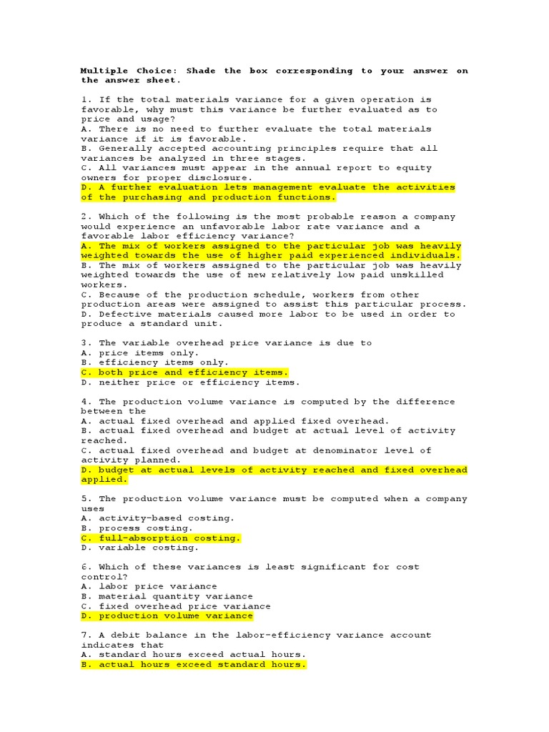 Multiple Choice: Shade The Box Corresponding To Your Answer On The ...