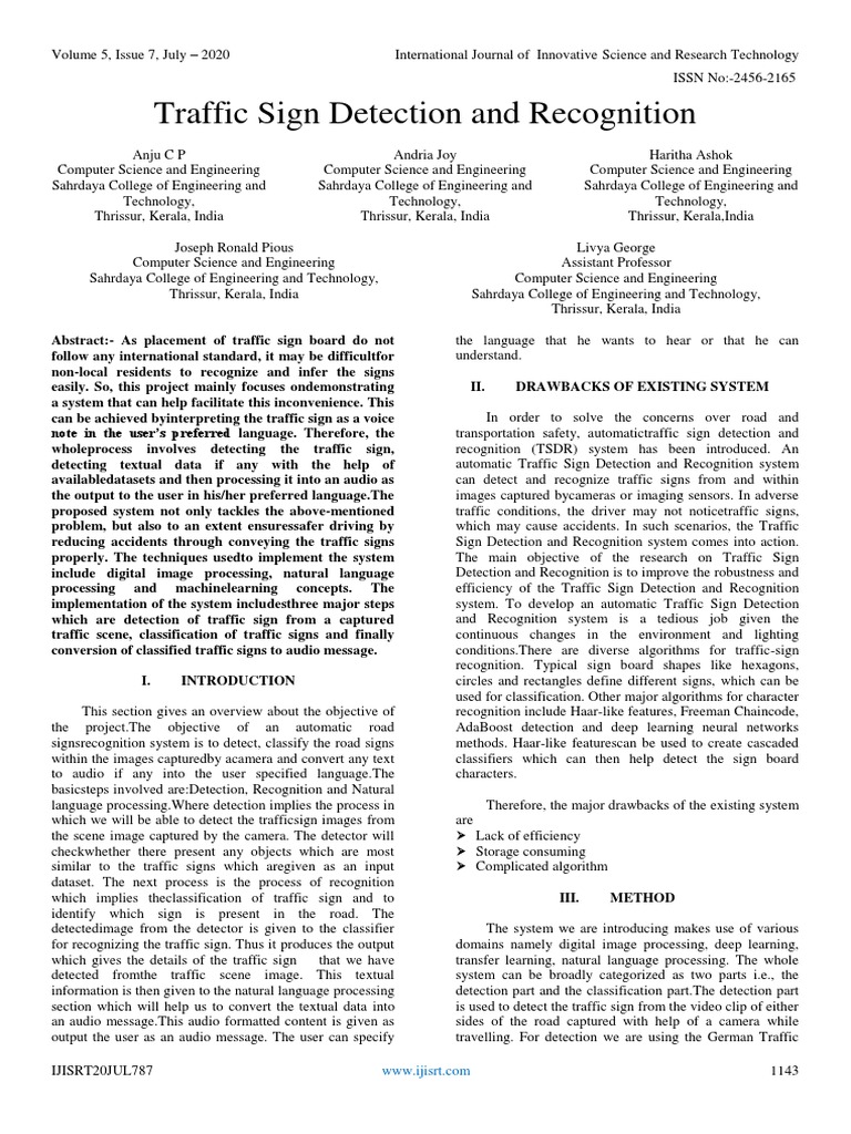 Traffic Sign Detection And Recognition Pdf Optical Character
