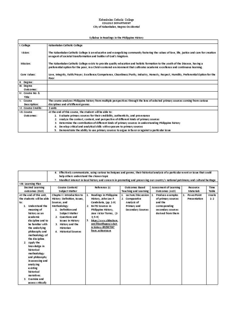 Syllabus In Ge 2 Pdf Primary Sources Lecture