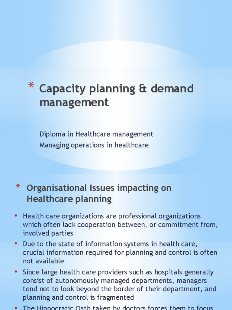 Capacity Planning & Demand Management | PDF | Patient | Health System