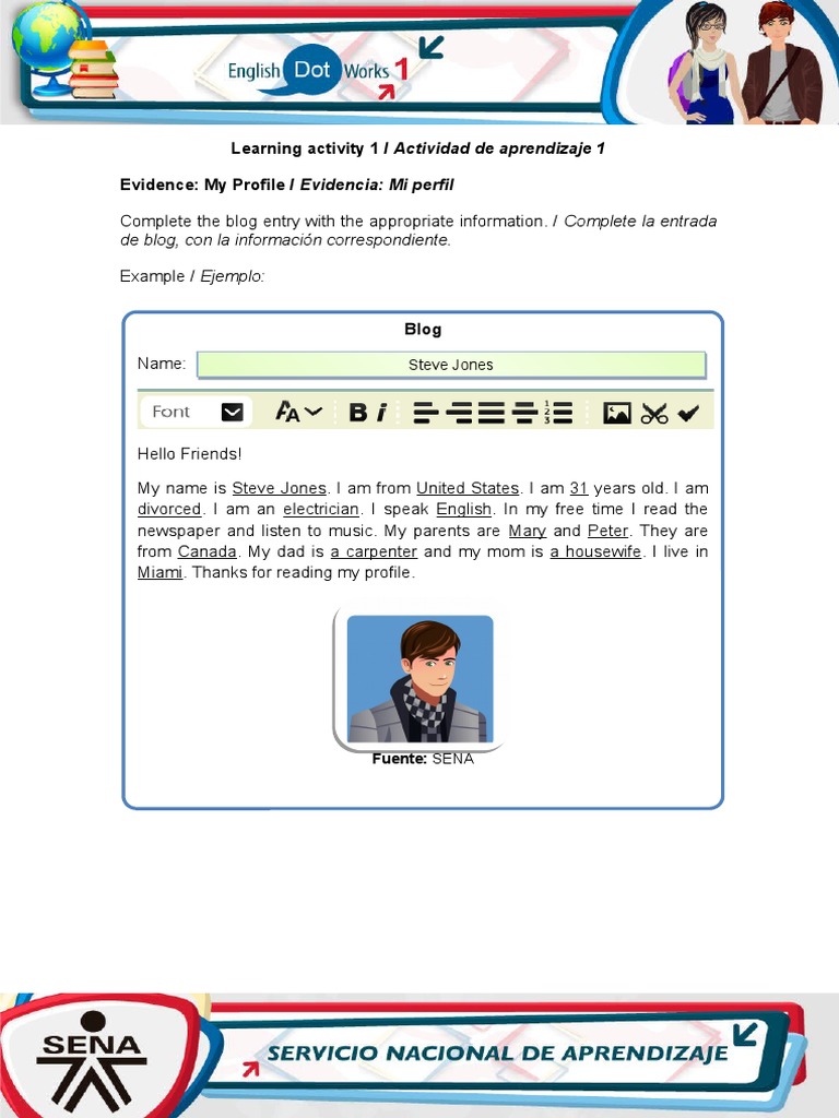 Learning Activity 1 / Actividad de Aprendizaje 1 Evidence: My Profile / Evidencia: Mi Perfil ...