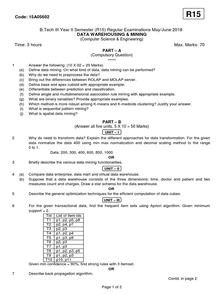 Data Warehousing & Mining Exam Guide | PDF | Data Warehouse | Cluster Analysis