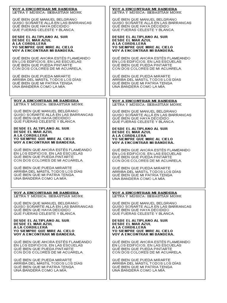 Voy A Encontrar Mi Bandera Letra | PDF | Bandera | Símbolos nacionales