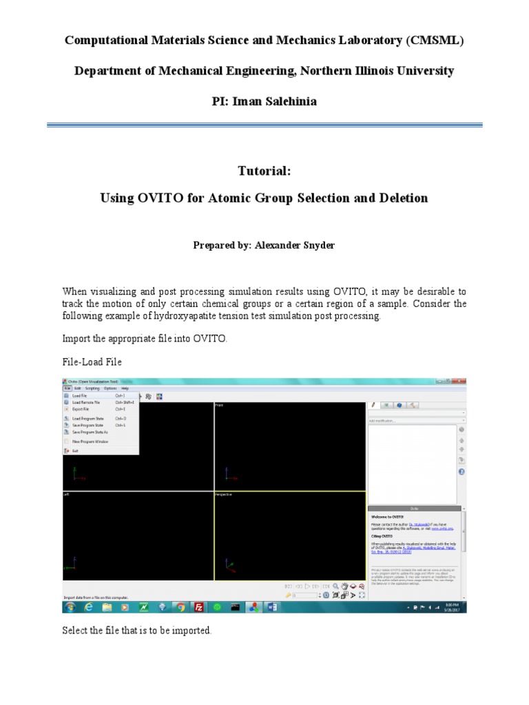 Tutorial: Using OVITO For Atomic Group Selection and Deletion | PDF ...