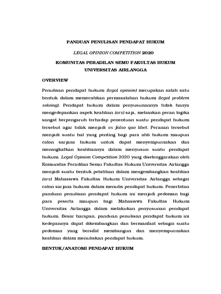 Panduan Penulisan Pendapat Hukum | PDF