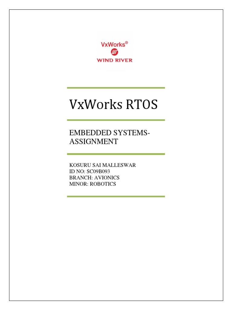 Vxworks Rtos: Embedded Systems-Assignment | PDF | Scheduling (Computing) | Embedded System