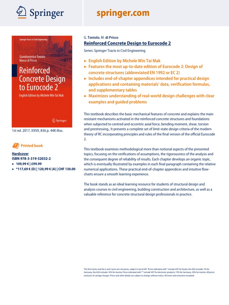 Reinforced Concrete Design To Eurocode 2: Printed Book | PDF | Design ...