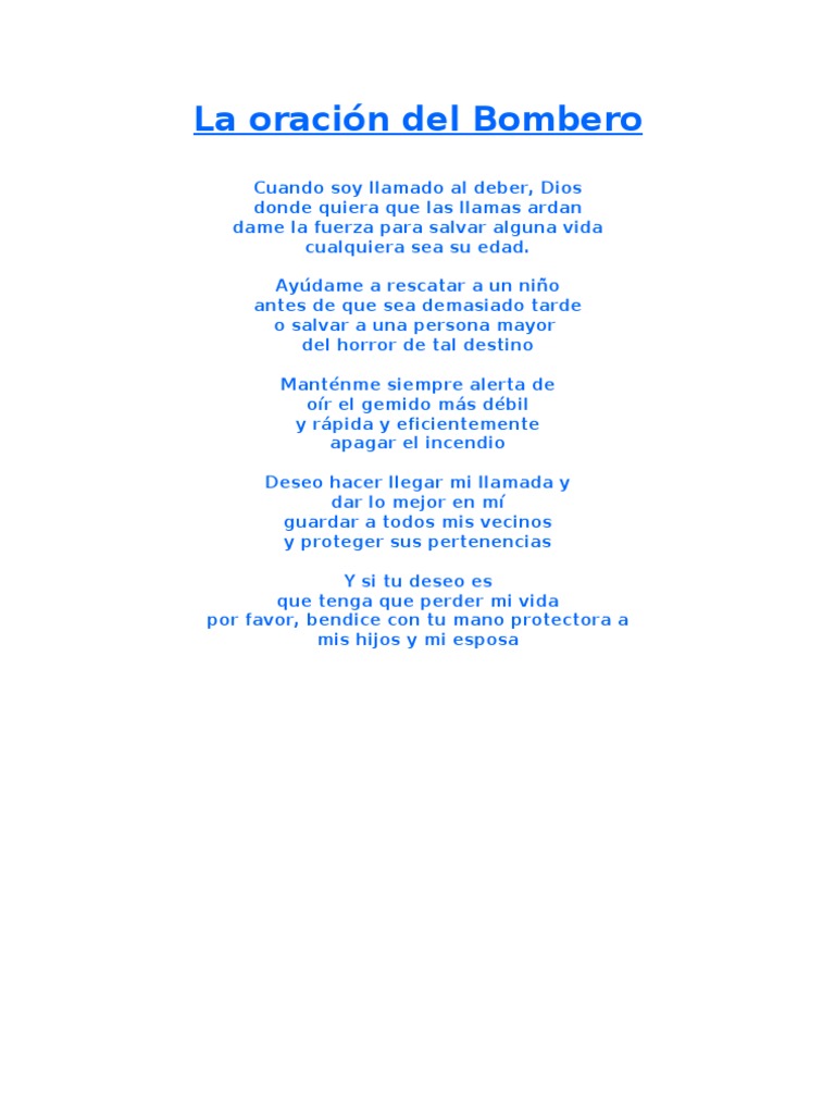 La oración del Bombero