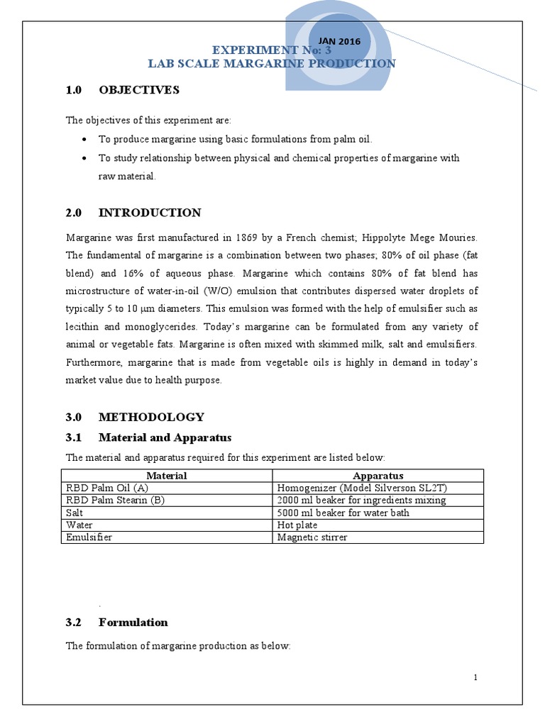 Lab-Scale Margarine Production Process | PDF | Margarine | Emulsion