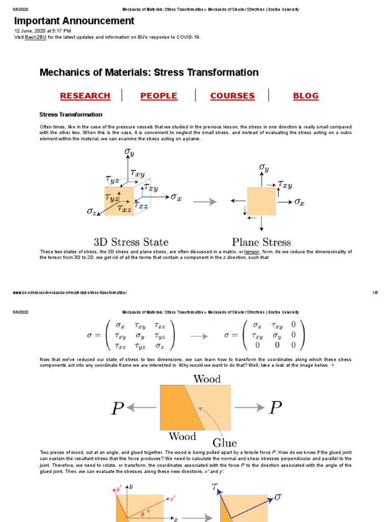 Mechanics of Materials - Stress Transformation Mechanics of Slender ...