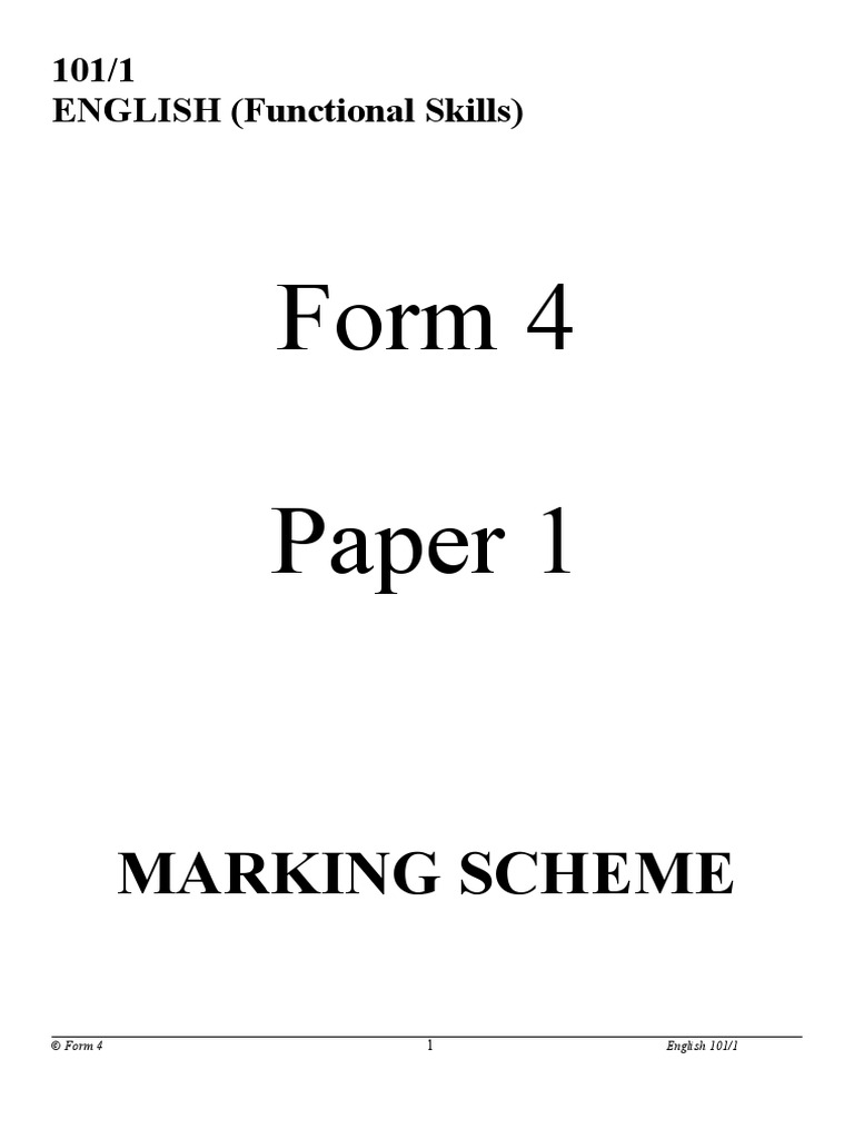 Form 4 Paper 1: Marking Scheme | PDF