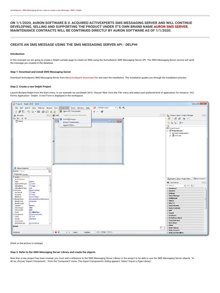 Send SMS Messages Using Delphi and SMS Messaging Server | PDF | Software | System Software