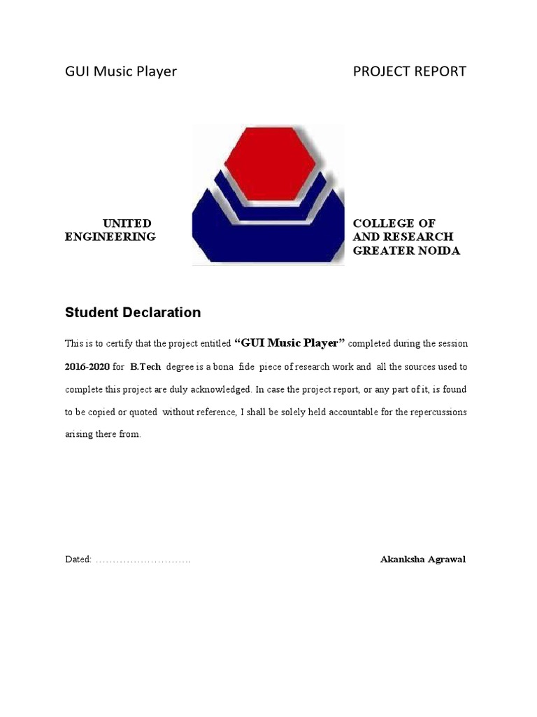 Gui Music Player Project Report | PDF
