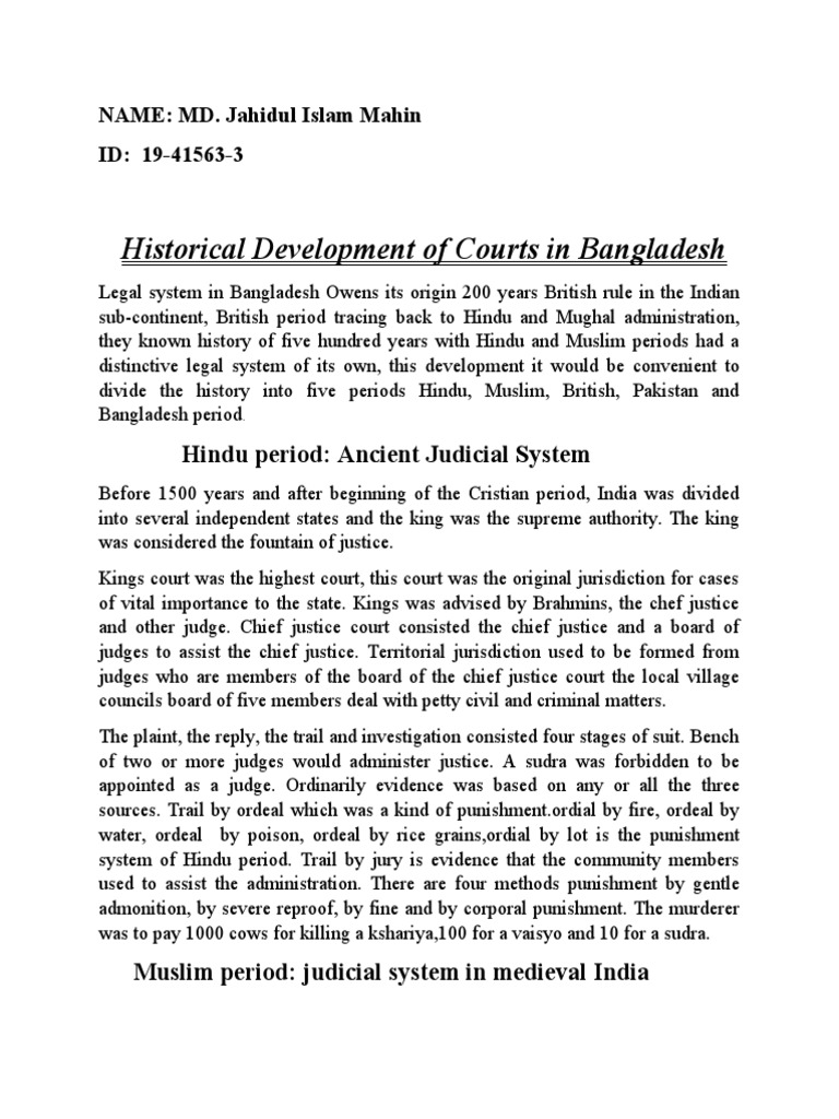 Historical Development of Courts in Bangladesh | PDF | Judge | Supreme ...