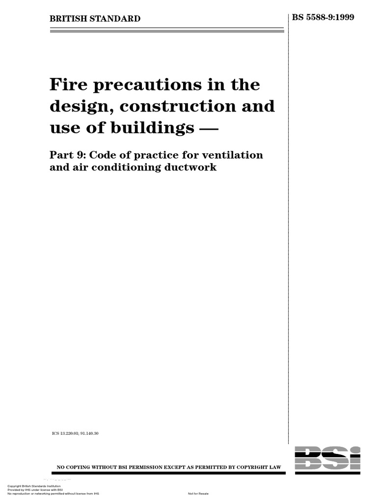 BS 5588 9 1999 PDF | PDF | Duct (Flow) | Fires