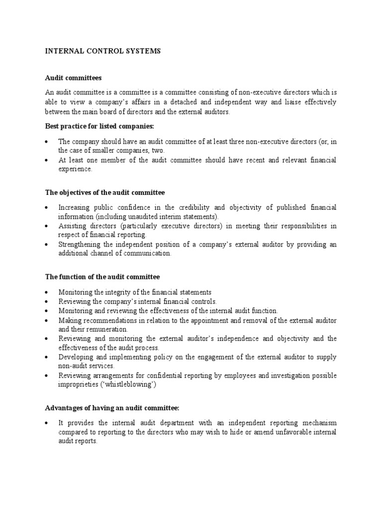 Audit Committees and Internal Controls | PDF | Internal Audit | Audit
