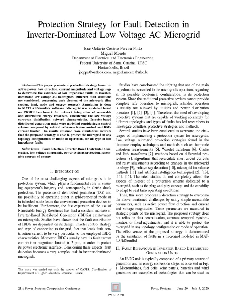 Protection Strategy For Fault Detection in Inverter-Dominated Low Voltage AC Microgrid | PDF ...
