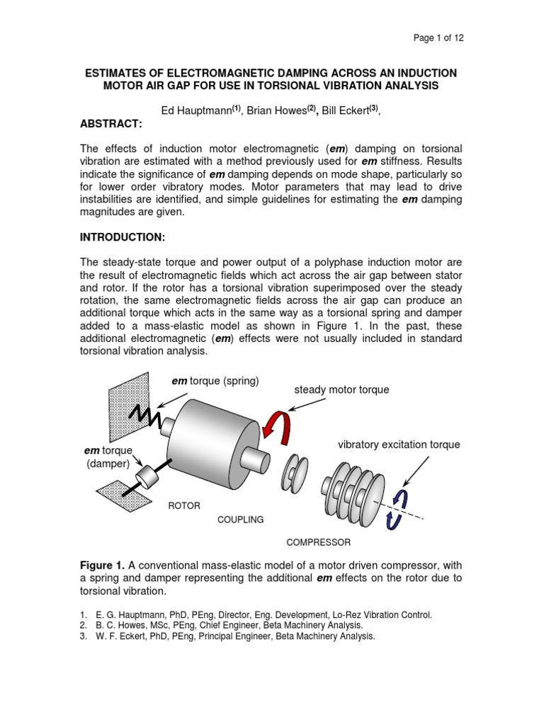 Estimates of Electromagnetic Damping Across An Induction Motor Air Gap ...