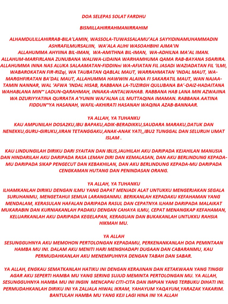 Doa Selepas Solat Fardhu | PDF
