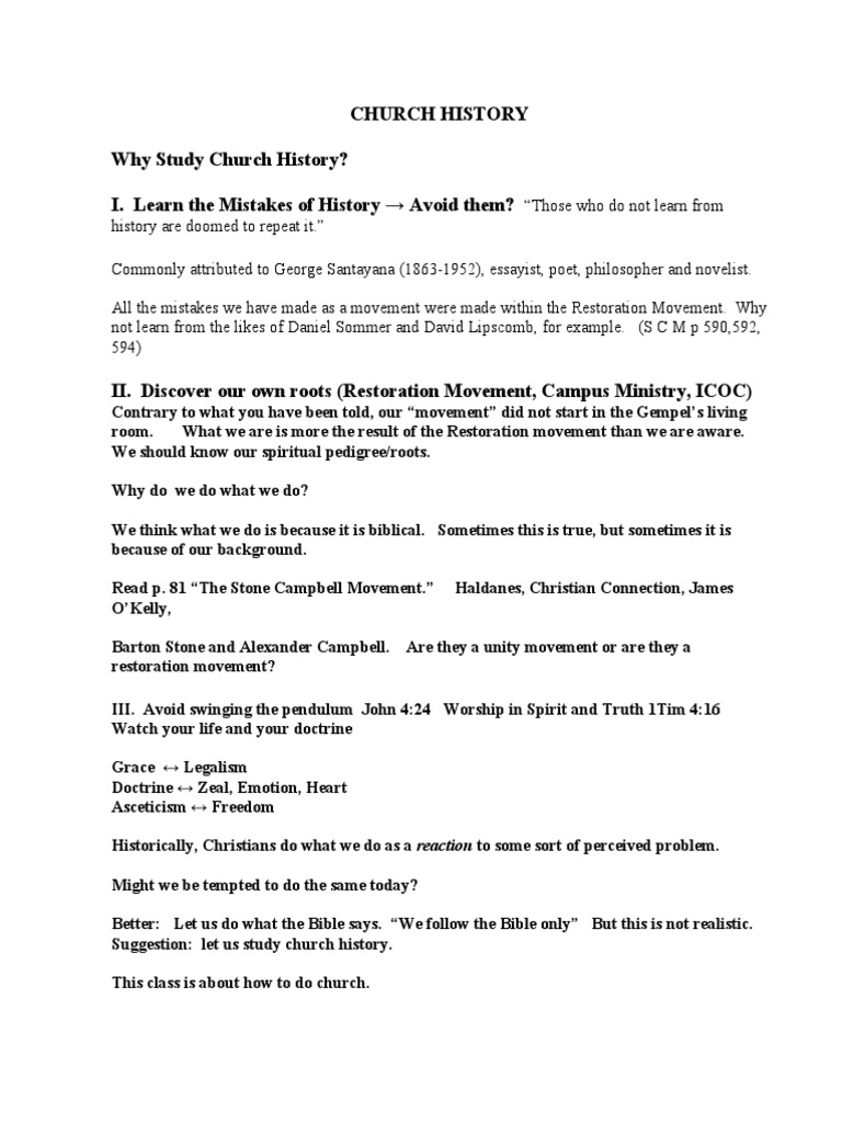 Church History | PDF | Churches Of Christ | Ancient Mediterranean Religions