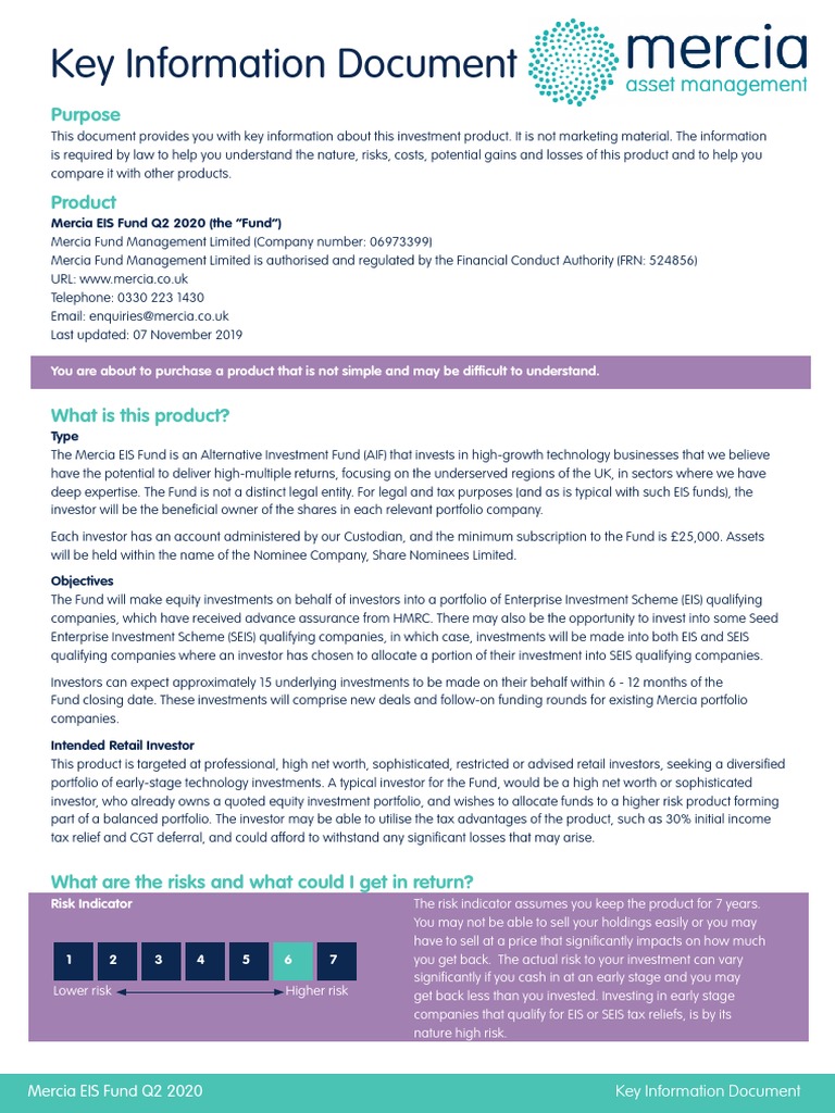 Key Information Document: Purpose | PDF | Investor | Investing