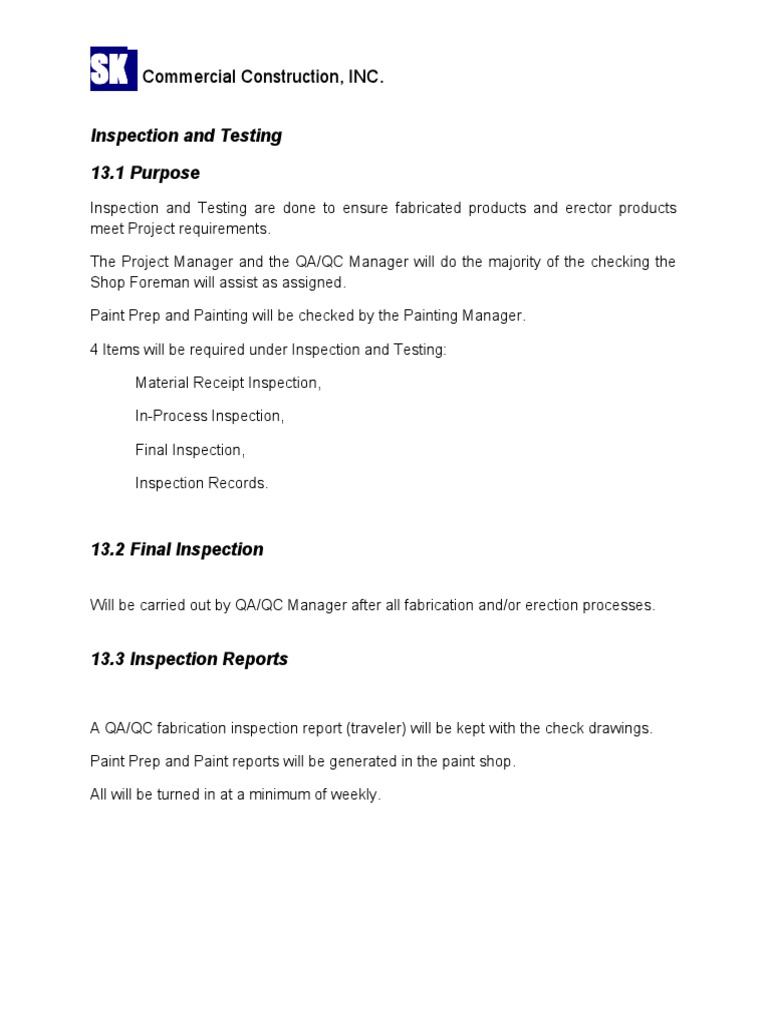 13 Inspection and Testing | PDF