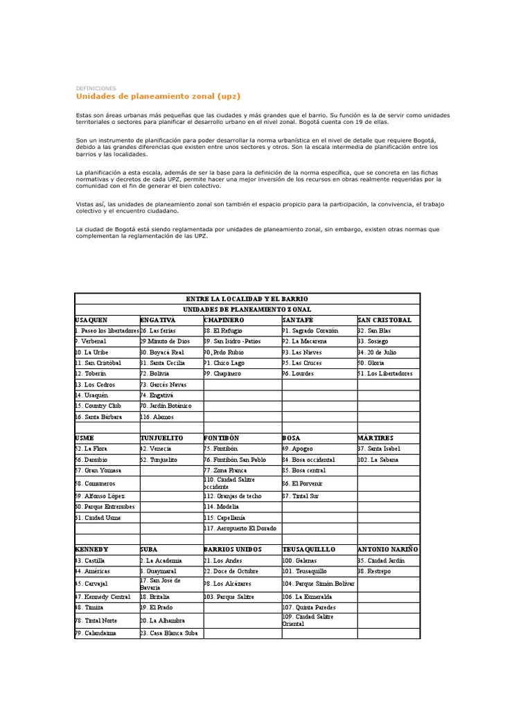 Mapa Upz Bogota | PDF | Bogotá | Planificación