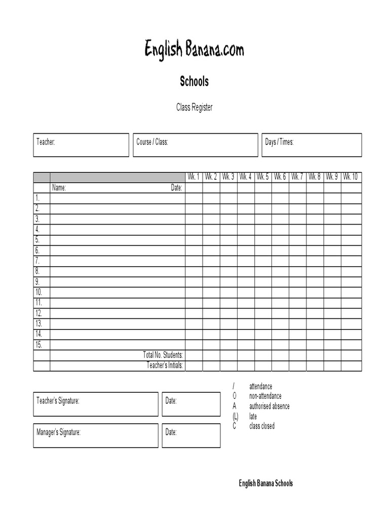 Class Register PDF | PDF