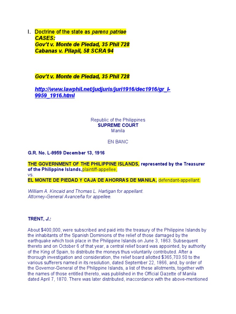 Parens Patriae Doctrine in Philippine Law | PDF | Trust Law ...