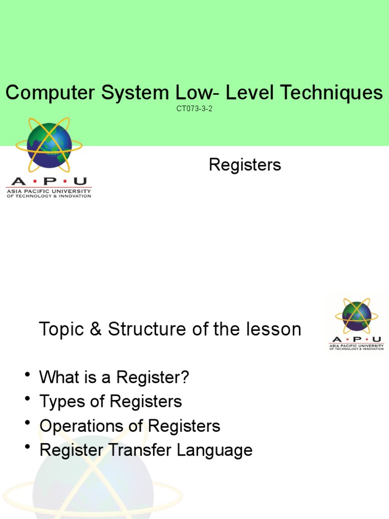 APU CSLLT - 5 - Registers | PDF | Central Processing Unit | Computer Data Storage