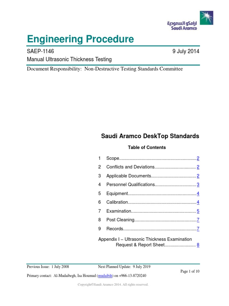 Armco UTTG Procedure | PDF | Calibration | Nondestructive Testing