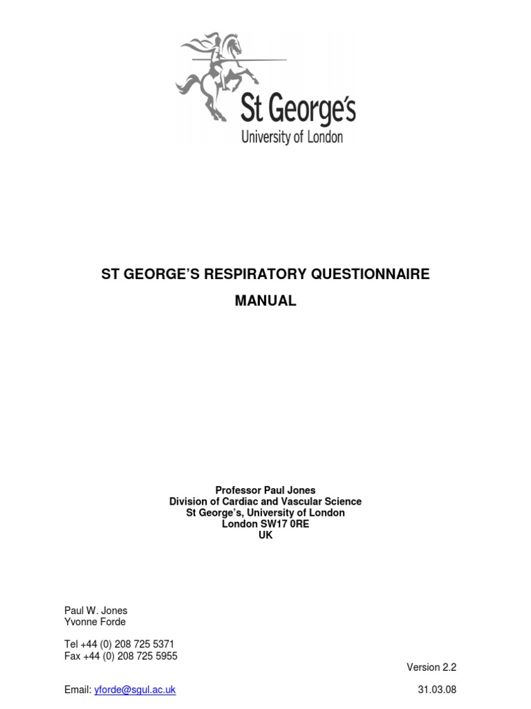 SGRQ Manual | PDF | Spreadsheet | Chronic Obstructive Pulmonary Disease